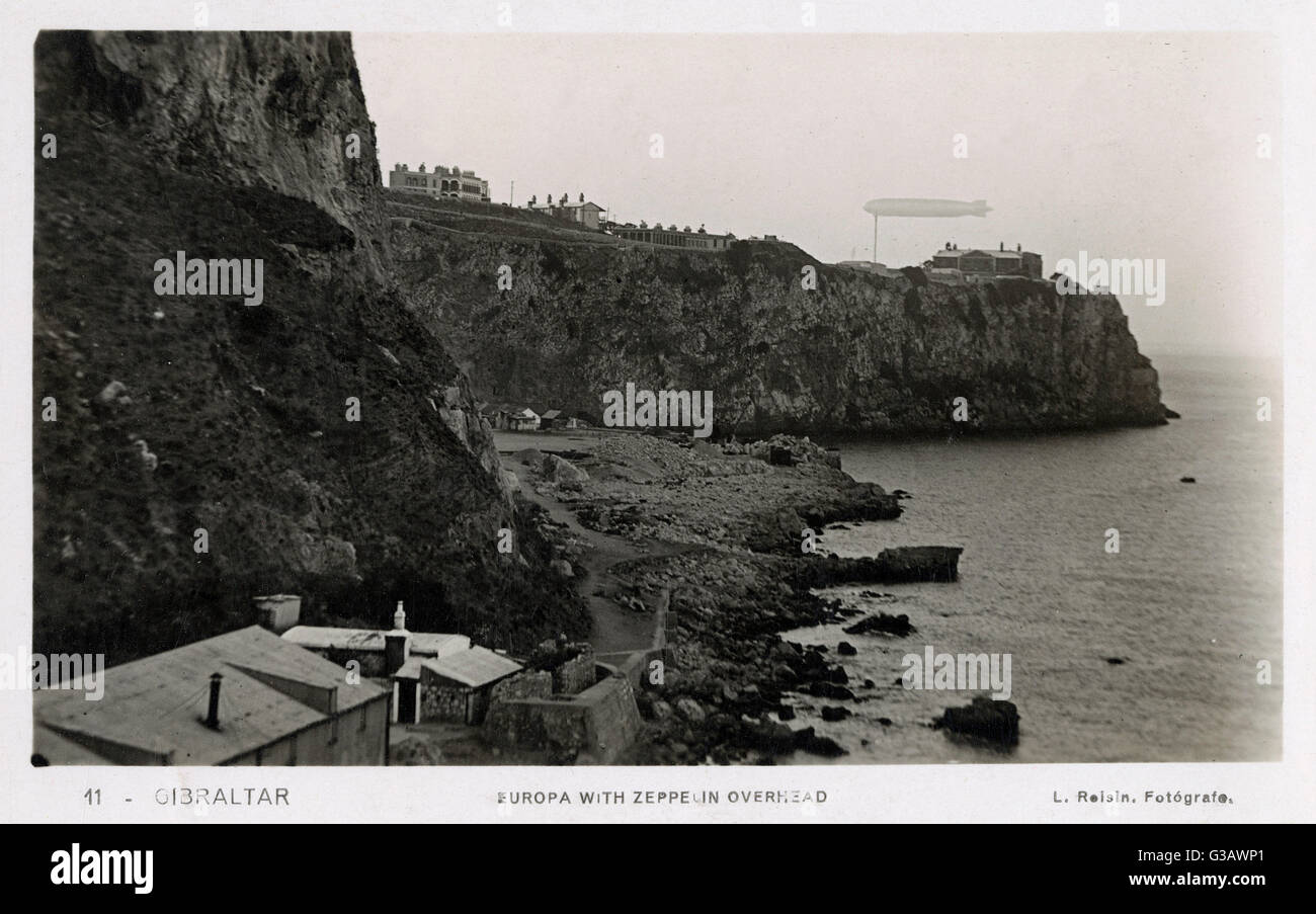 Europa Point, Gibraltar, with Zeppelin overhead Stock Photo - Alamy