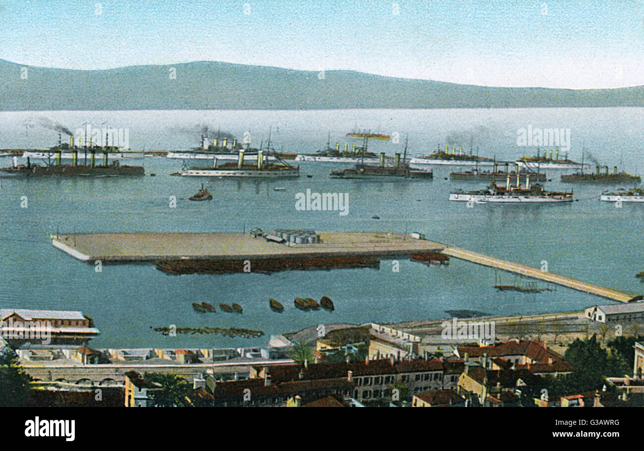 The Harbour, Gibraltar, with naval fleets Stock Photo - Alamy