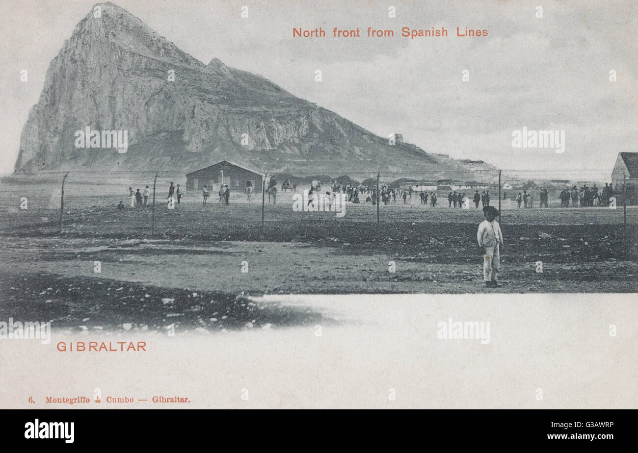 View of the North Front, Gibraltar, from Spanish border Stock Photo - Alamy