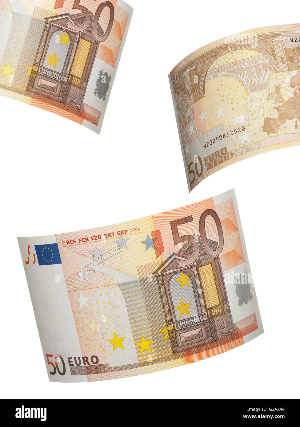 Fifty euro bill collage isolated on white. Vertical format Stock Photo ...
