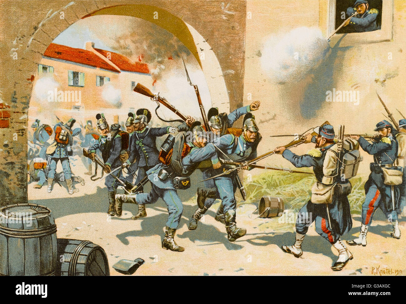 Battle of SEDAN - Bavarian troops attack a French position at Bazeilles ...