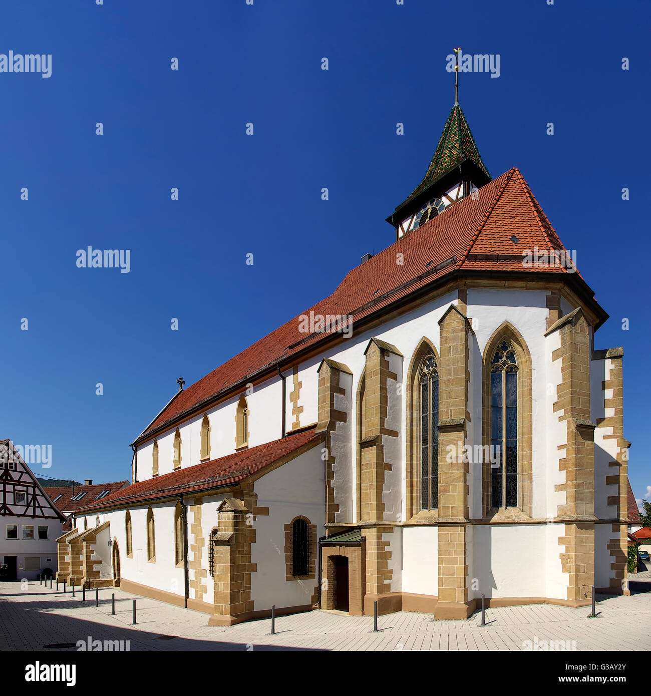 St. Martin's Church in the village of Neuffen, Wurttemberg, Germany ...