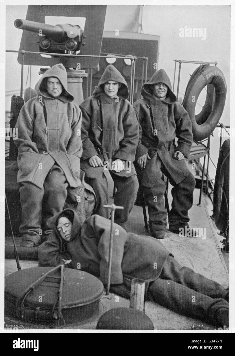 Sailors on boat deck Black and White Stock Photos & Images - Alamy