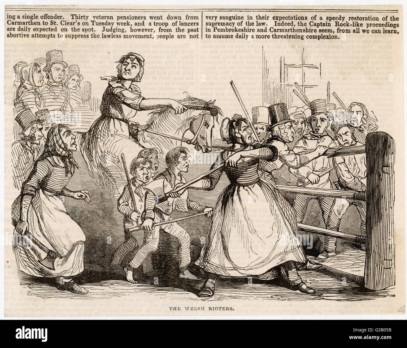 REBECCA RIOTS during which toll gates were attacked in South Wales ...