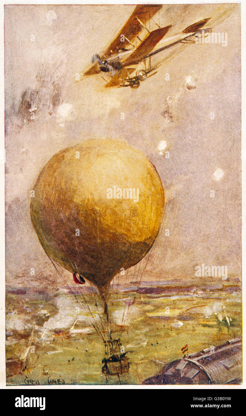 PLANE ATTACKS BALLOON Stock Photo - Alamy