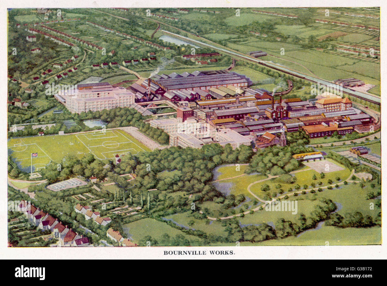 Cadbury's; a bird's eye view of the Bournville Works and the workers ...