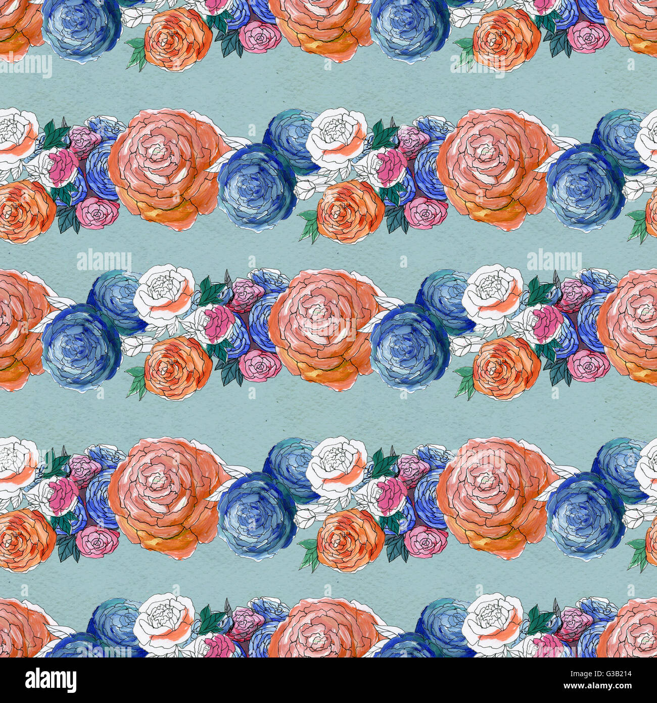 Seamless watercolor floral pattern Stock Photo - Alamy