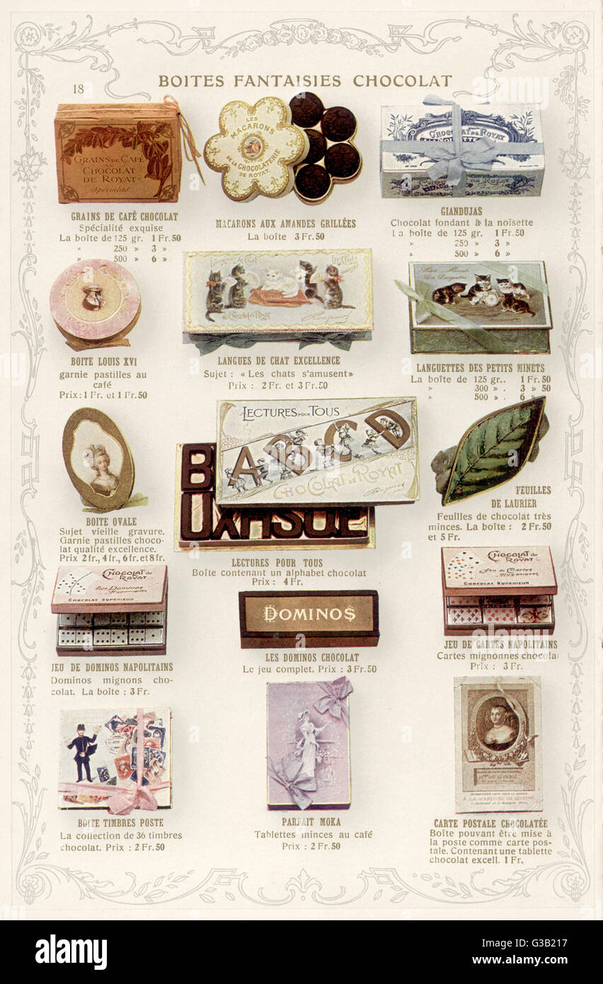 Chocolates in boxes (France) Date: 1910 Stock Photo - Alamy