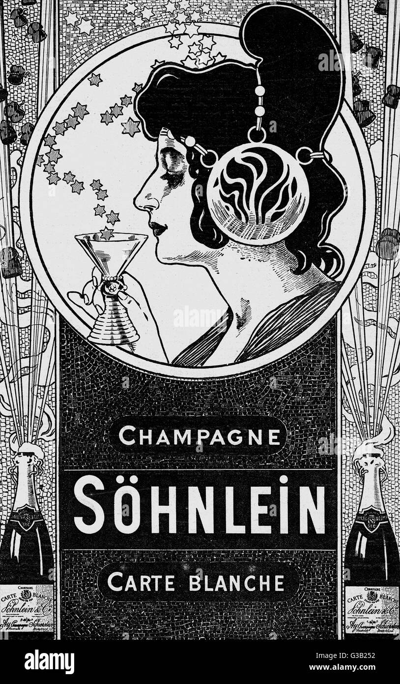 Advert for Sohnlein Champagn 1901 Stock Photo - Alamy