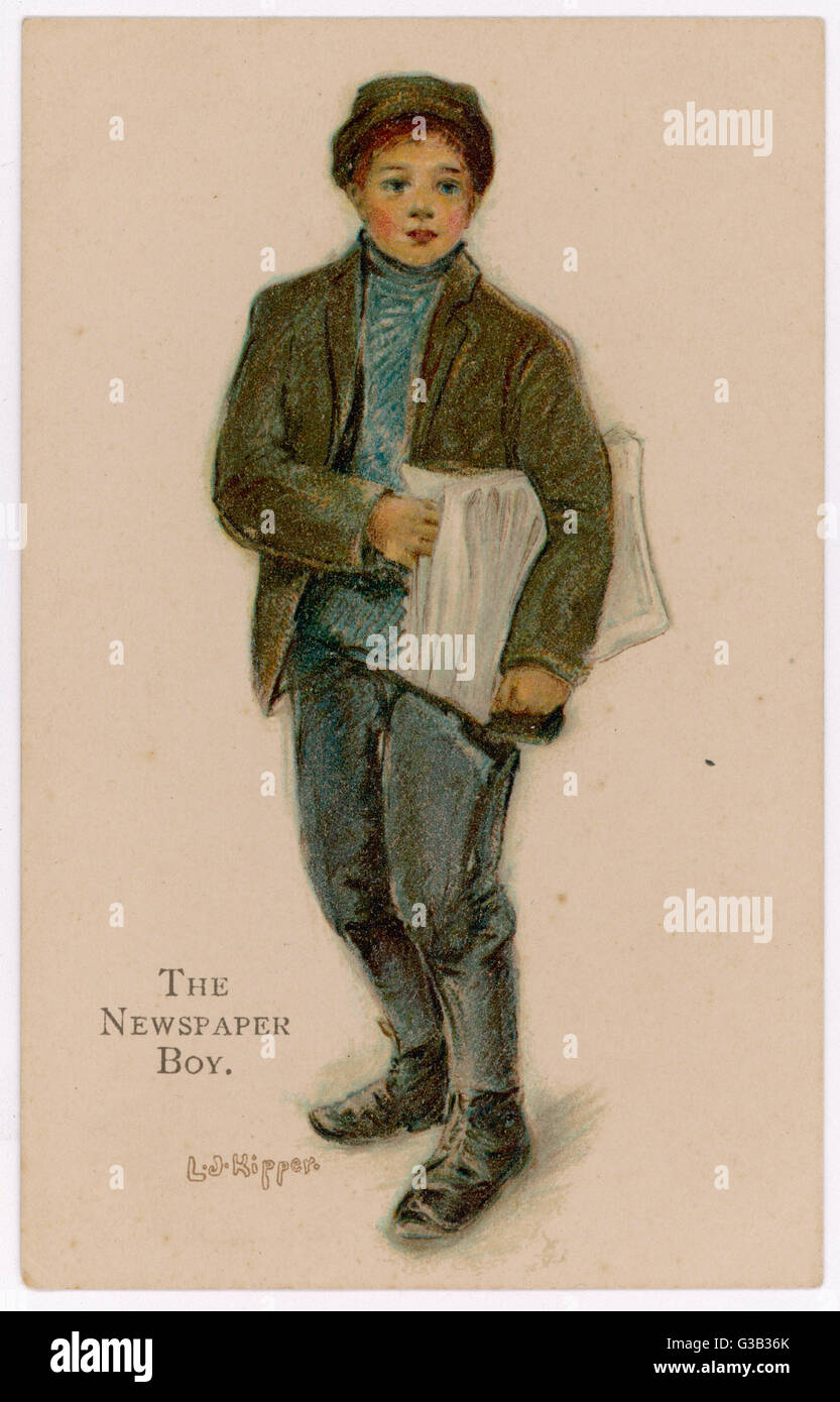 Newspaper Boy - circa 1905 Stock Photo - Alamy