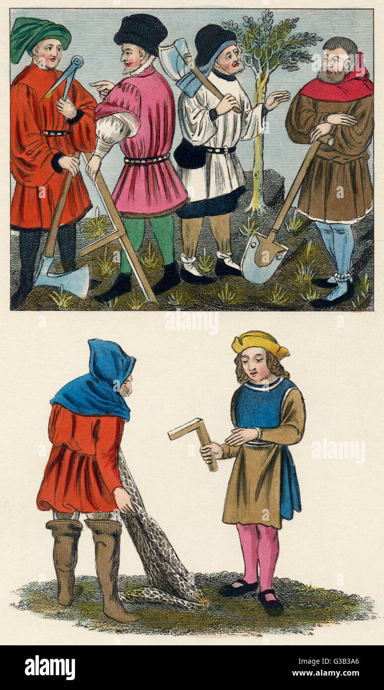 Medieval Workers 15C Stock Photo - Alamy