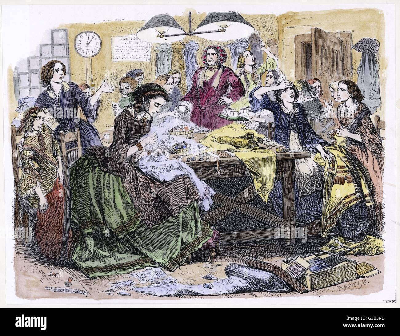 Women sewing in a sweatshop Date: circa 1870 Stock Photo - Alamy