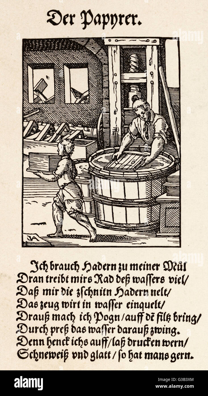 Paper Making - German - 1570 Stock Photo - Alamy