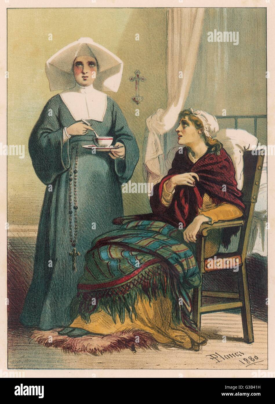 NUN VISITING SICK WOMAN Stock Photo - Alamy