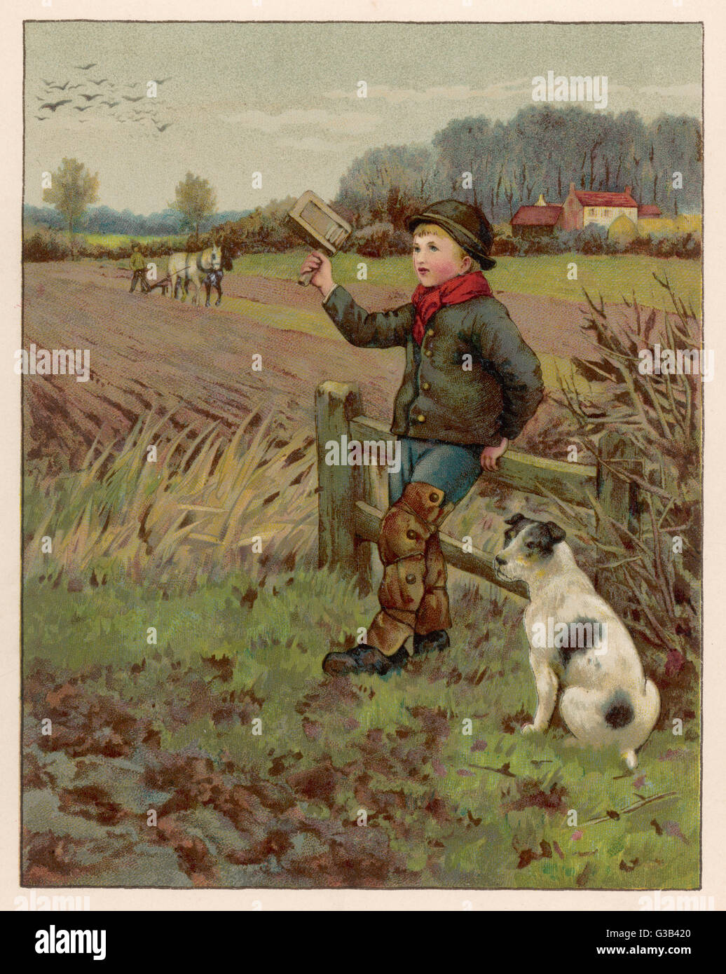 BOY SCARING CROWS Stock Photo - Alamy