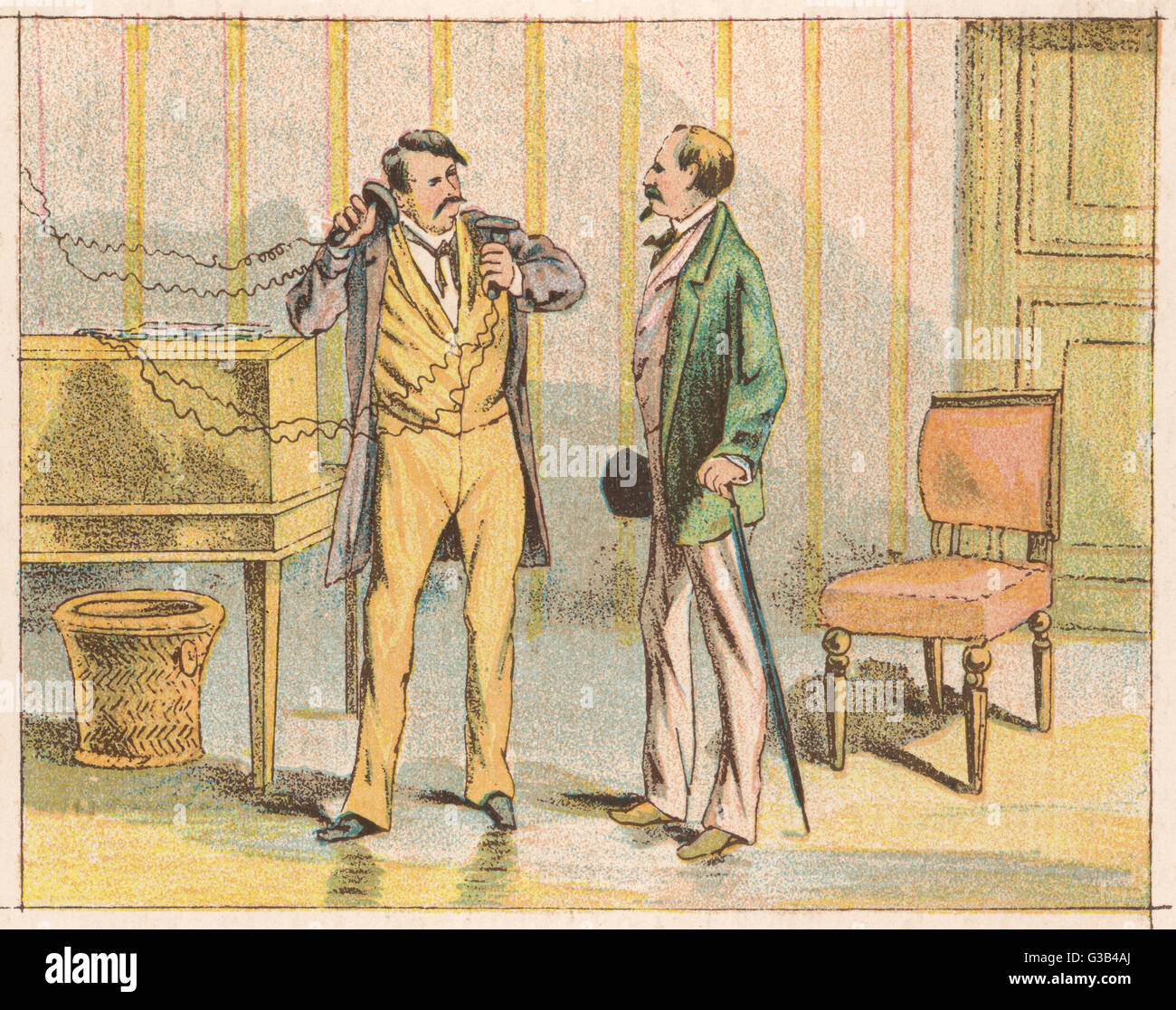 MAN USING EARLY PHONE Stock Photo - Alamy