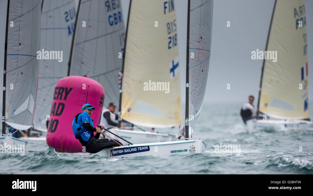 Team GBR Olympic sailor Giles Scott pictured racing his Finn class ...