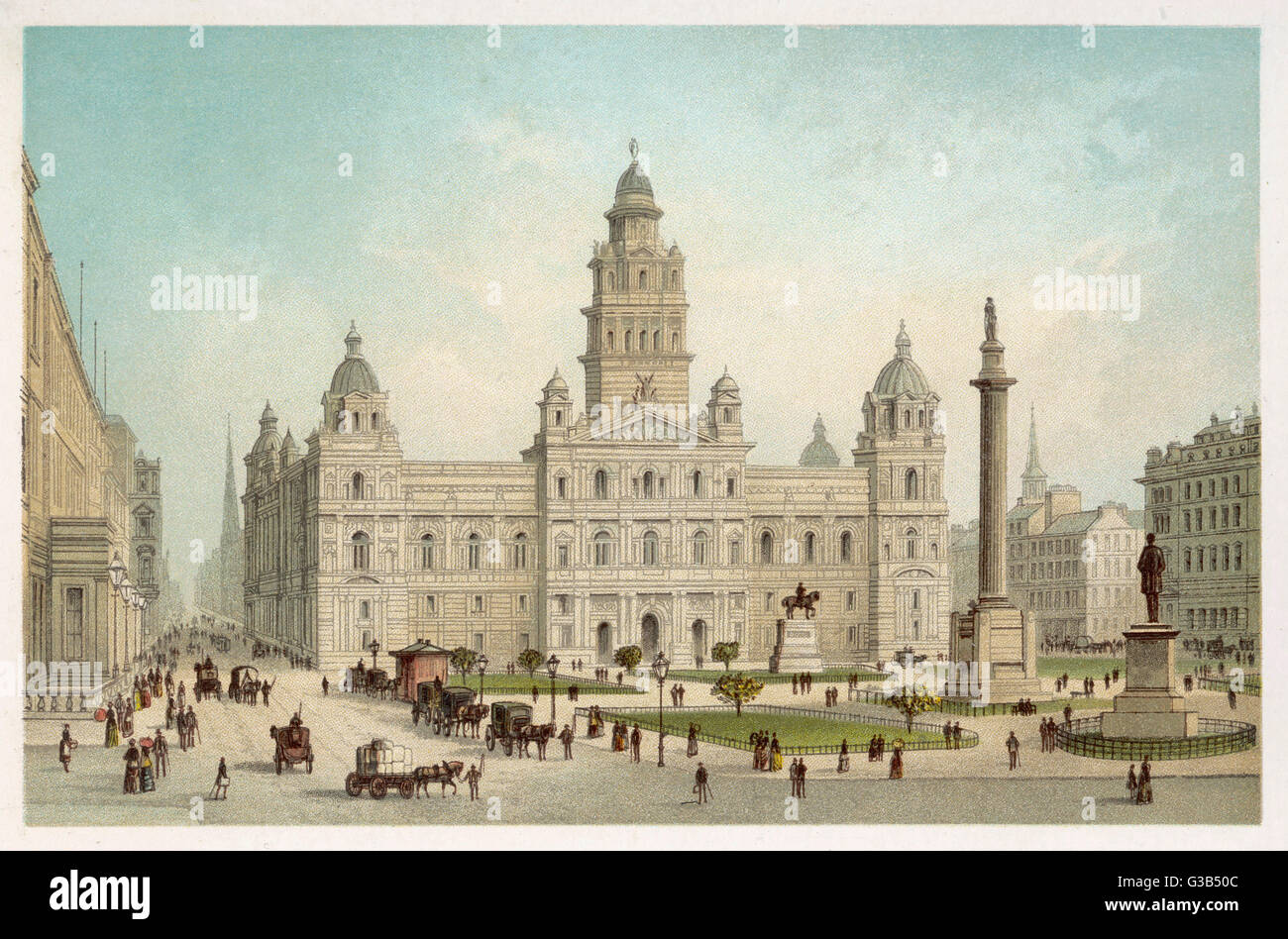 Glasgow: Municipal Buildings in George Square Date: 1880s Stock Photo ...