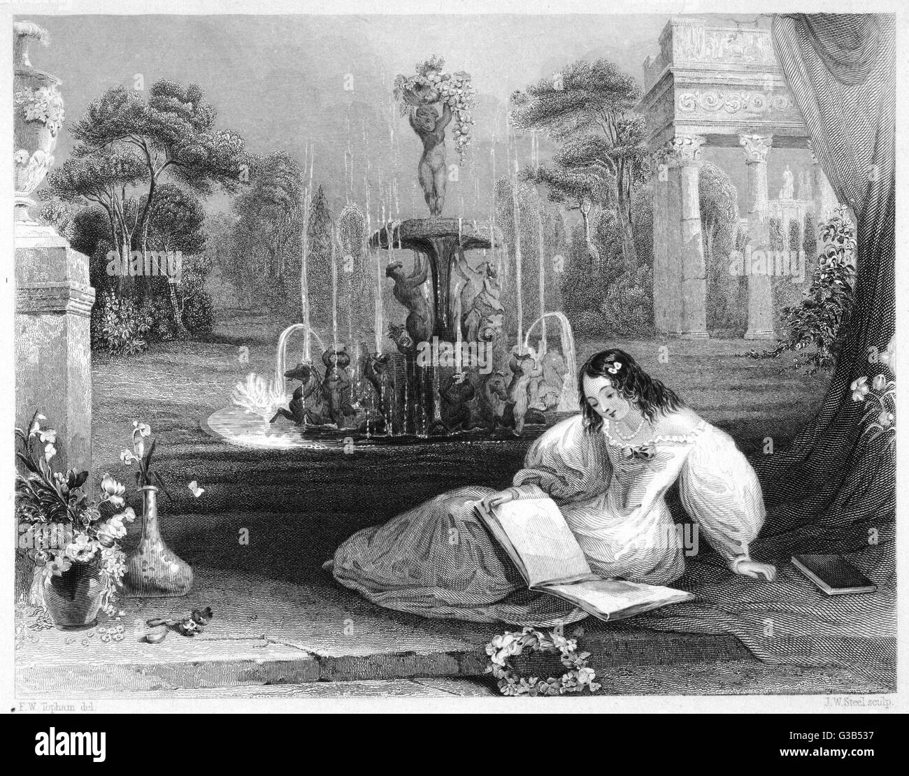 Girl by fountain Black and White Stock Photos & Images - Alamy