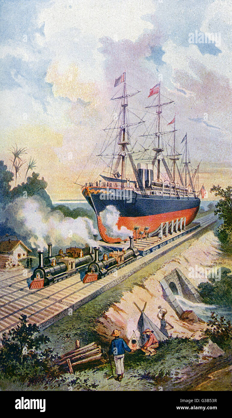 Ship on Railway Stock Photo - Alamy