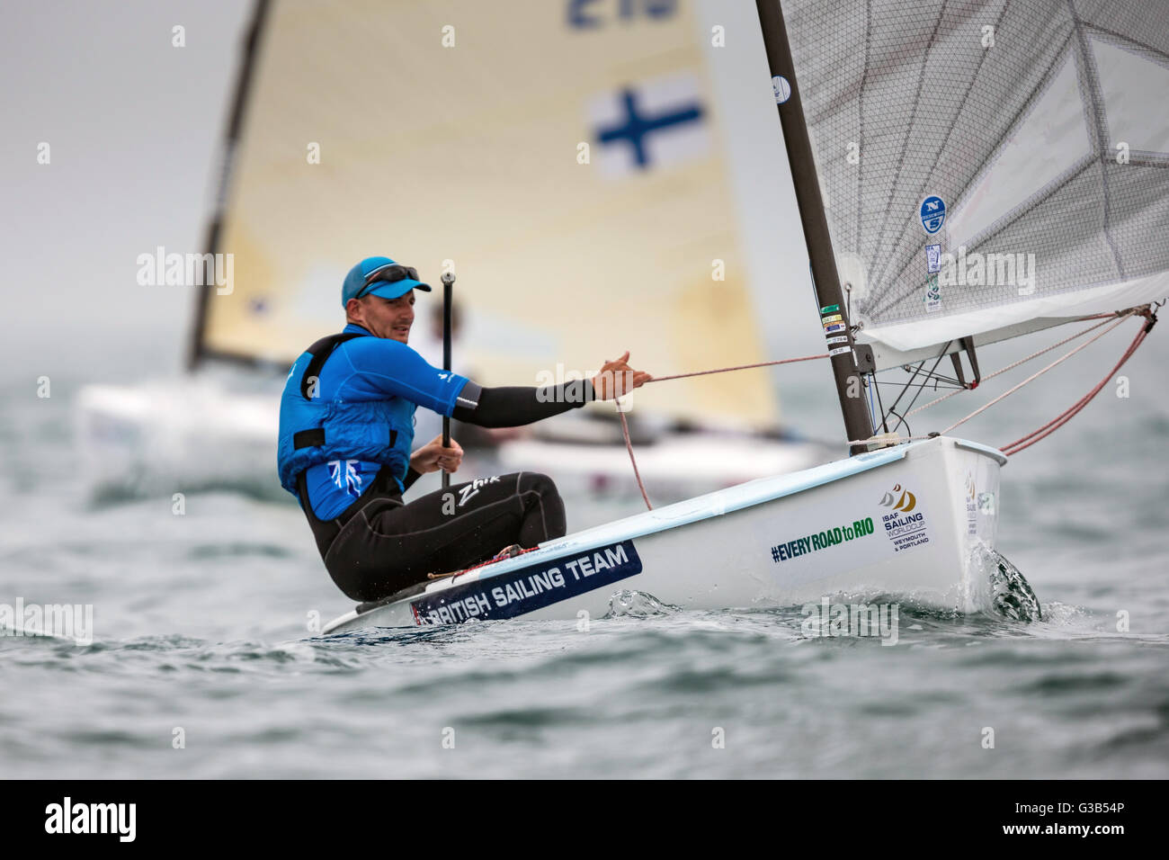 Team GBR Olympic sailor Giles Scott pictured Racing his Finn class ...