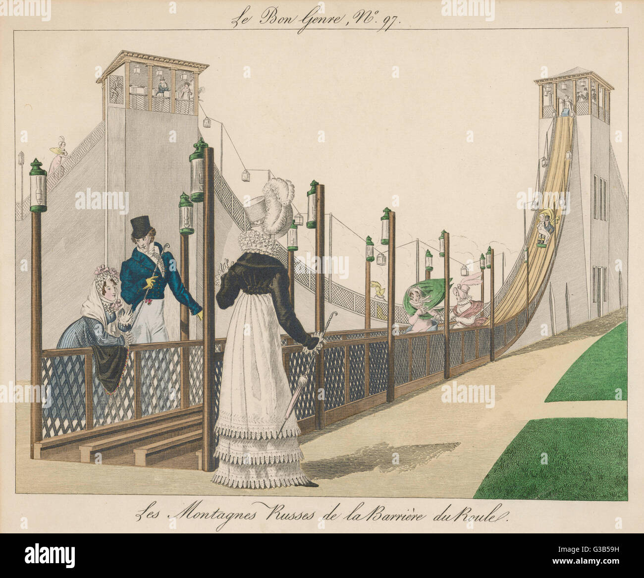 Slide at the Barriere de la Roule, Paris Date: circa 1818 Stock Photo ...