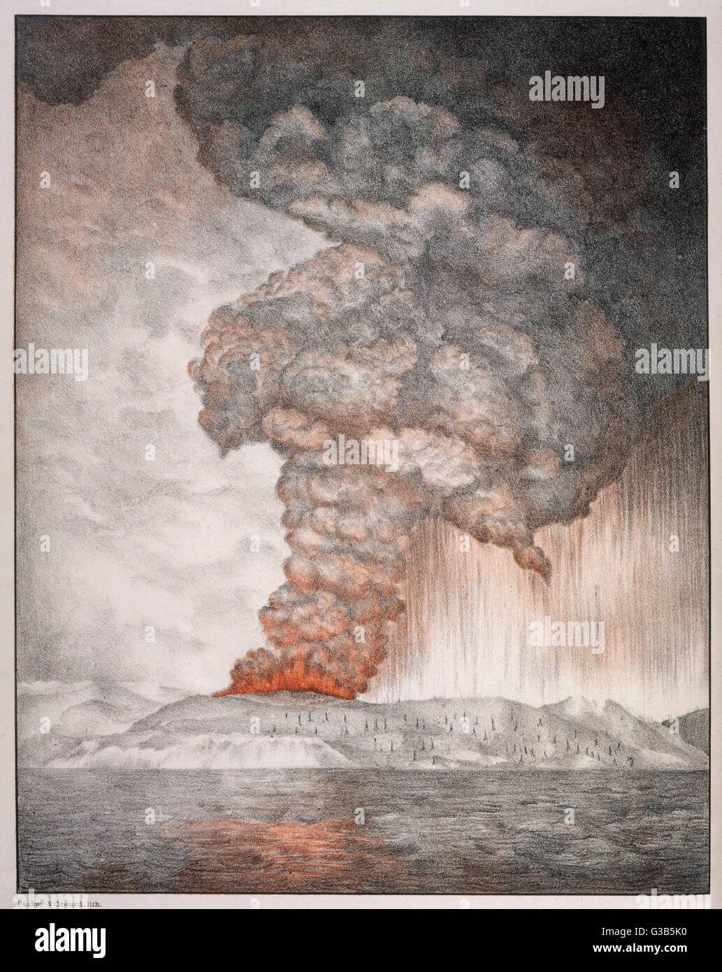 The volcano during the early stages of the eruption, which continued ...