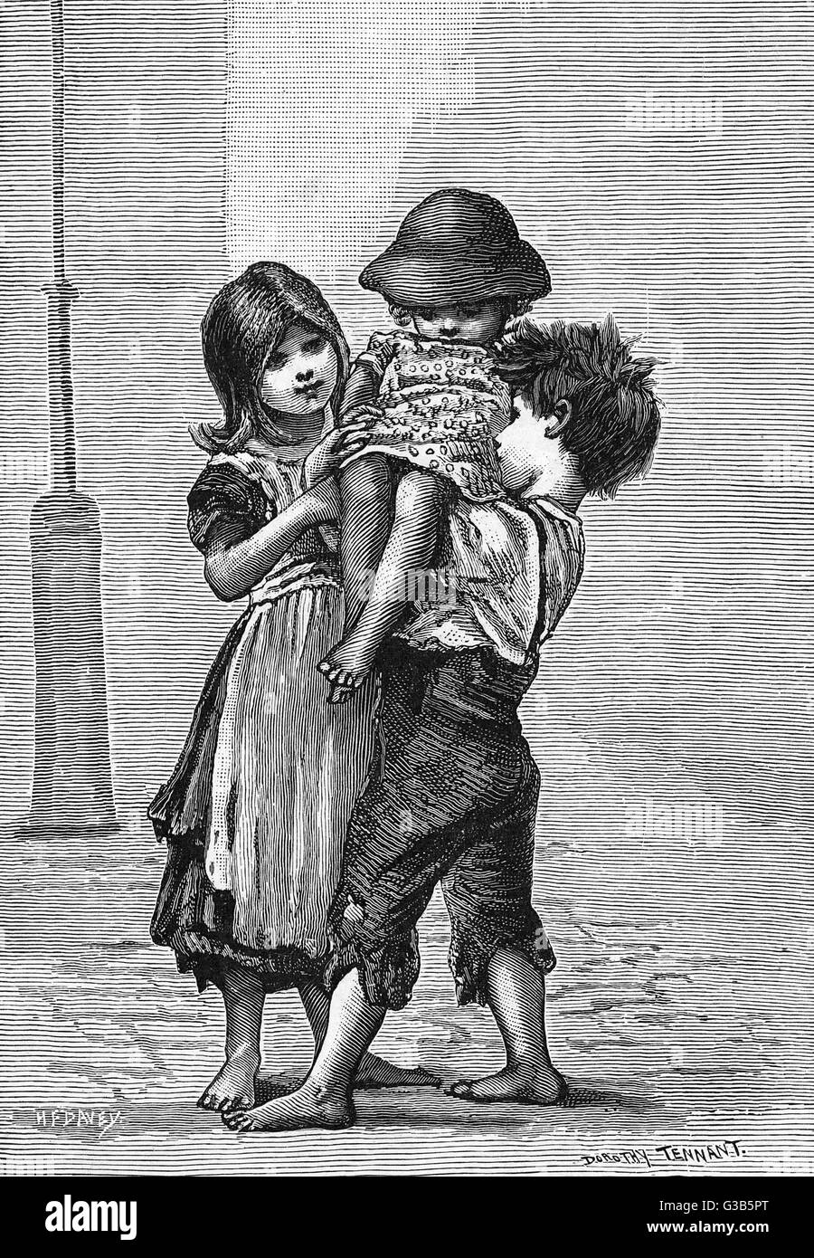 GIRL & BOY CARRY BABY Stock Photo - Alamy