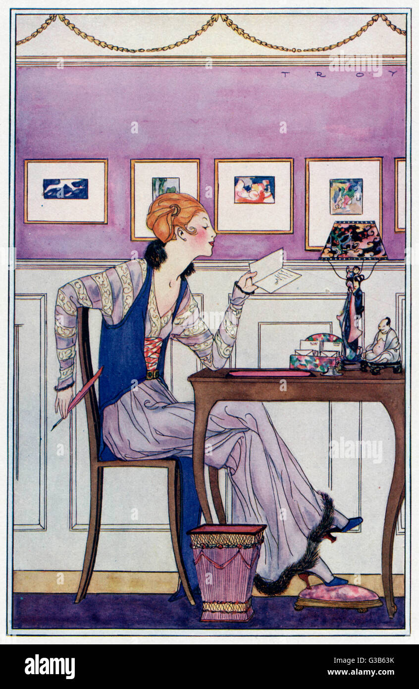 She Writes a Letter Stock Photo - Alamy