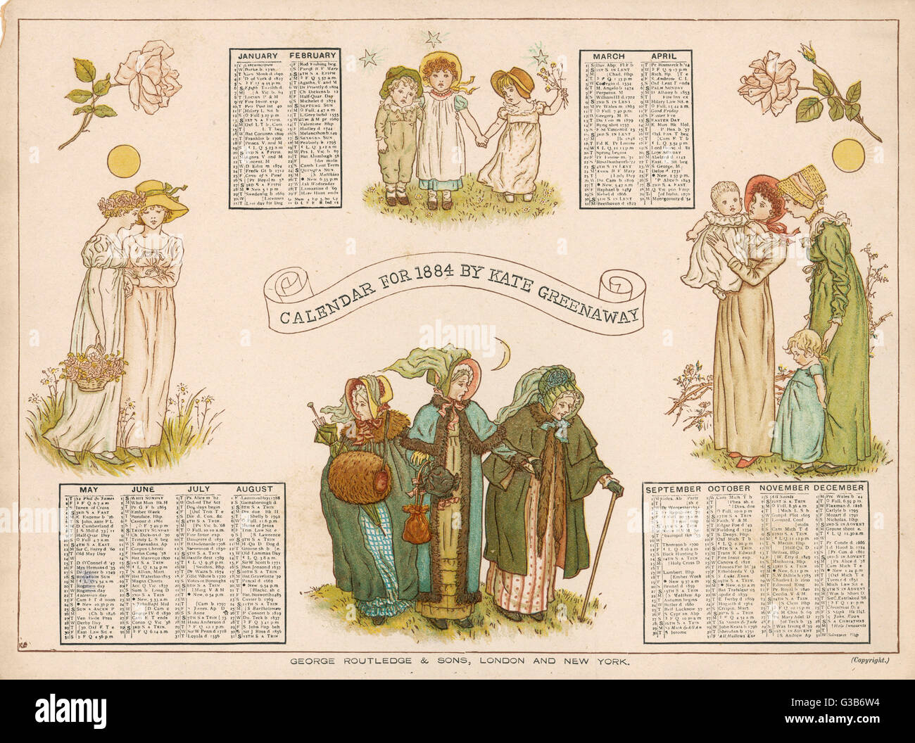 1884 Greenaway Calendar Stock Photo - Alamy