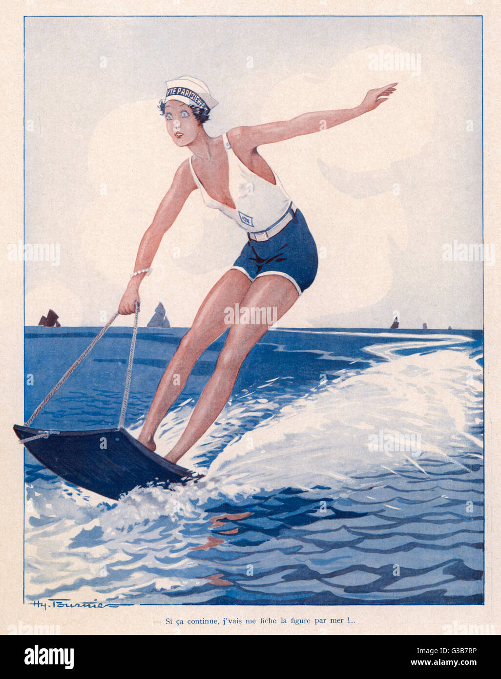 WOMAN AQUAPLANING 1928 Stock Photo - Alamy