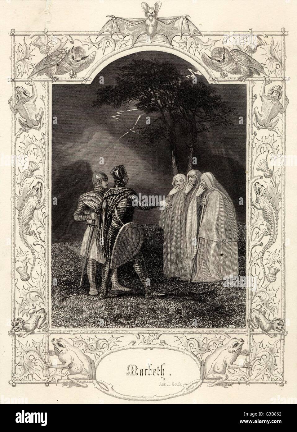 Macbeth Banquo Encounter Three Witches High Resolution Stock ...