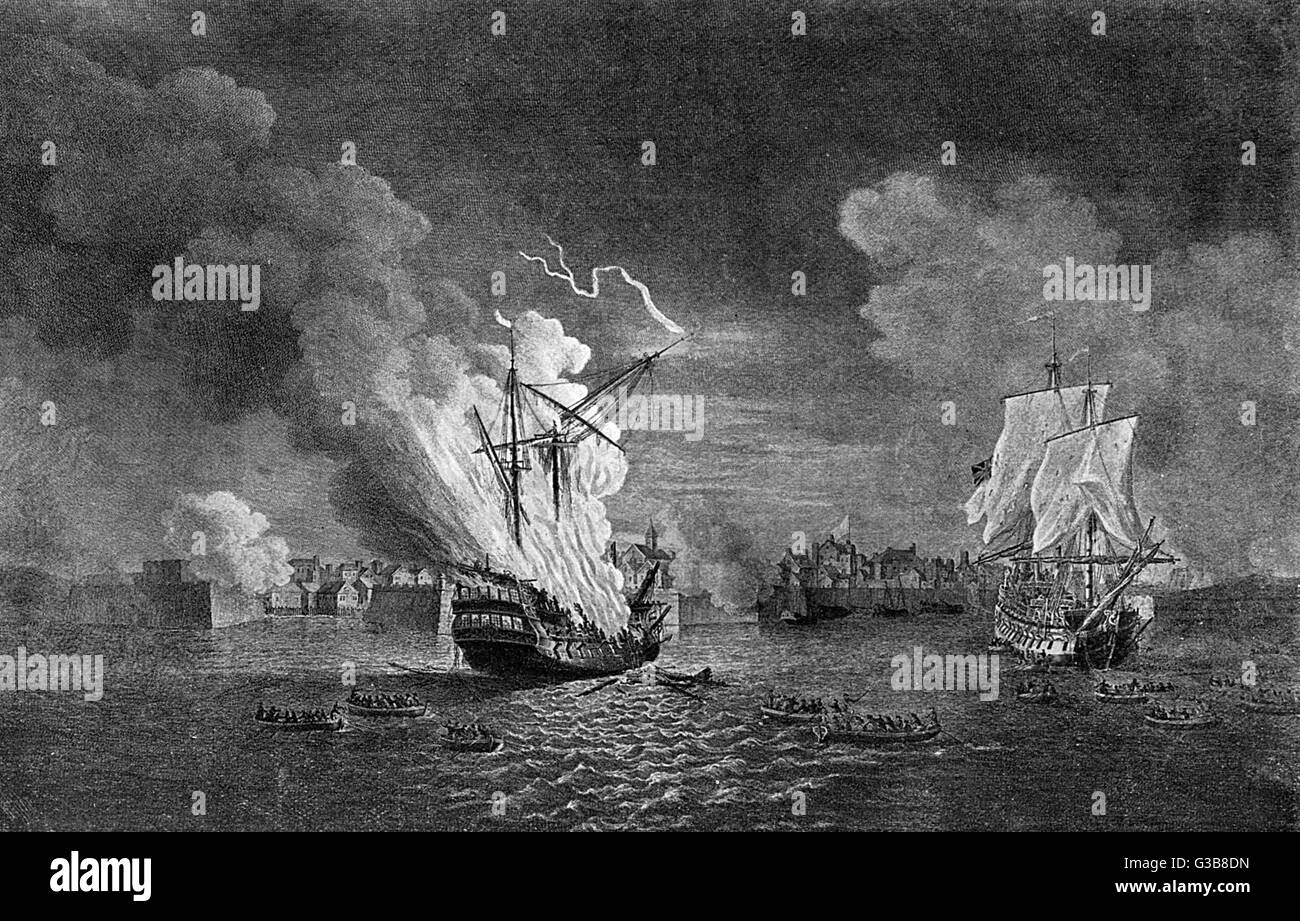 1758 - NAVAL ENGAGEMENT Stock Photo - Alamy