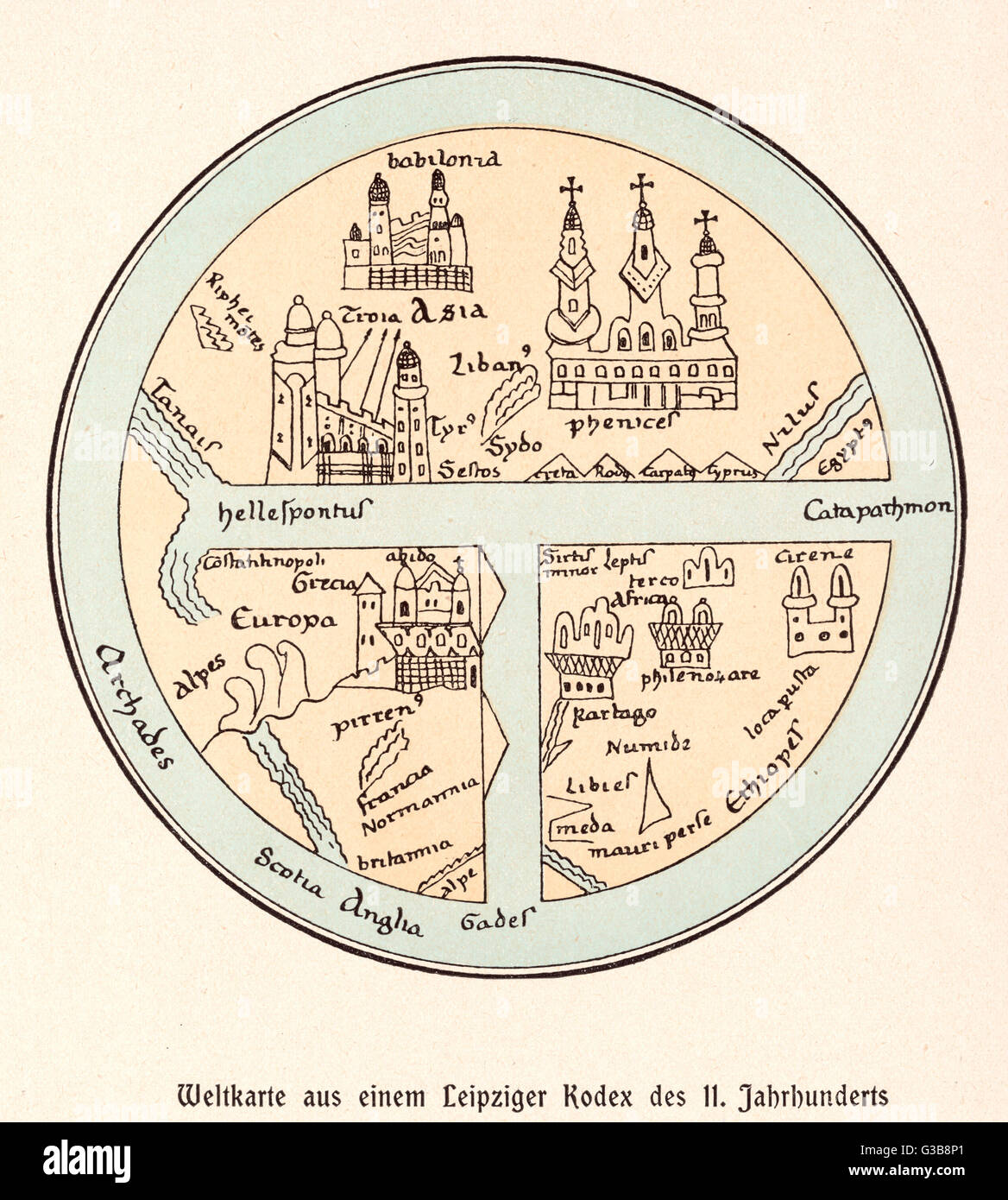 World Map - The Leipzig Codex Stock Photo - Alamy