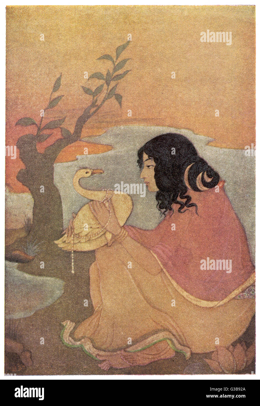 DAMAYANTI WITH SWAN Stock Photo - Alamy