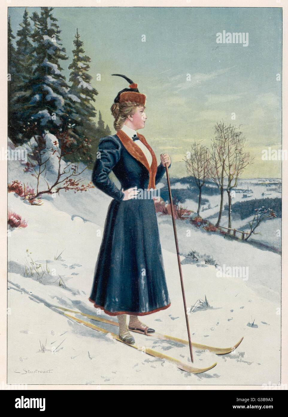 Lady Skier 1899 Stock Photo - Alamy