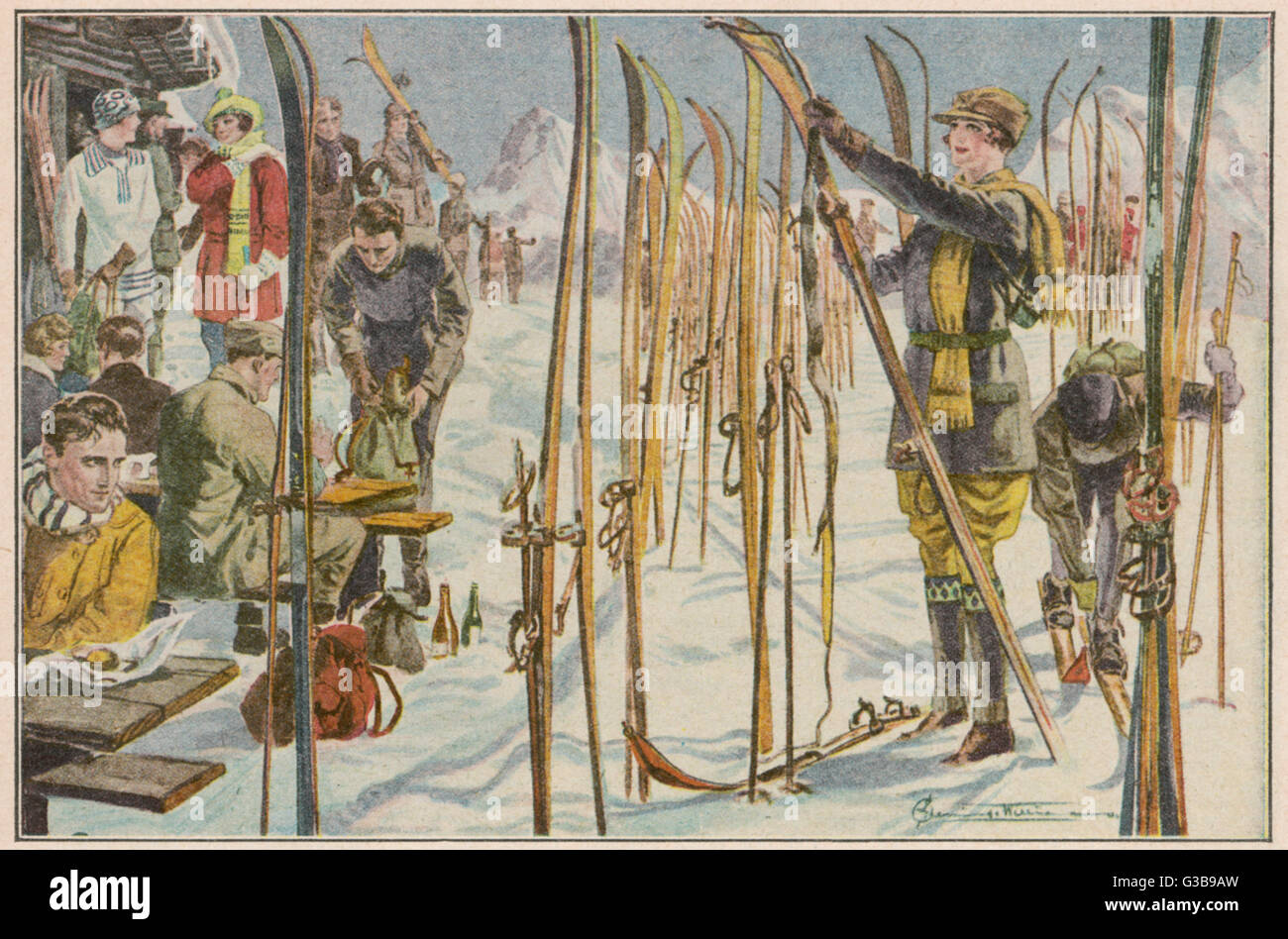 TAKING A SKI BREAK 1927 Stock Photo - Alamy