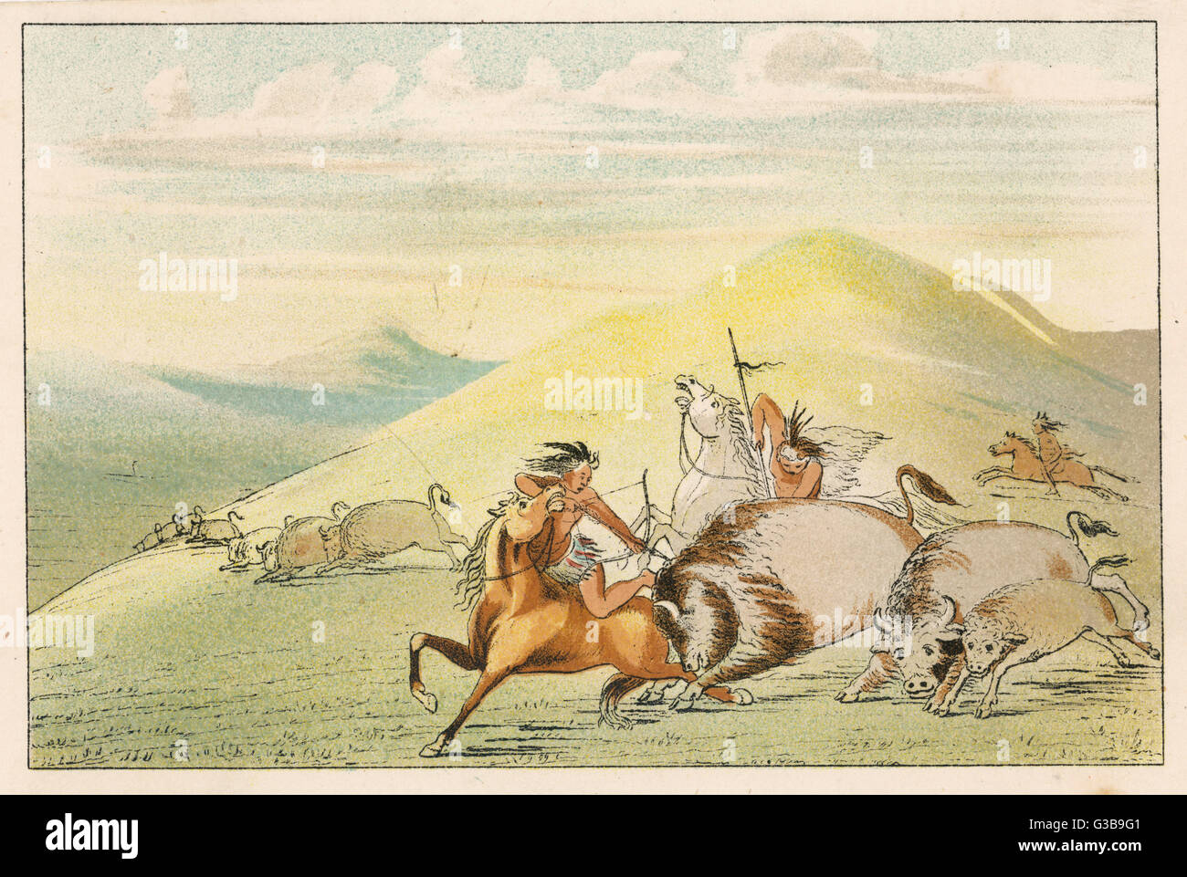 Native americans hunting buffalo hi-res stock photography and images ...