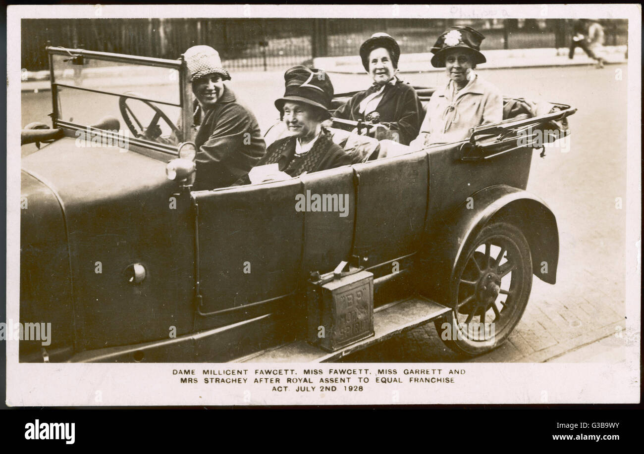 Dame Millicent Fawcett, Miss Fawcett, Miss Garrett & Mrs Strachey after ...