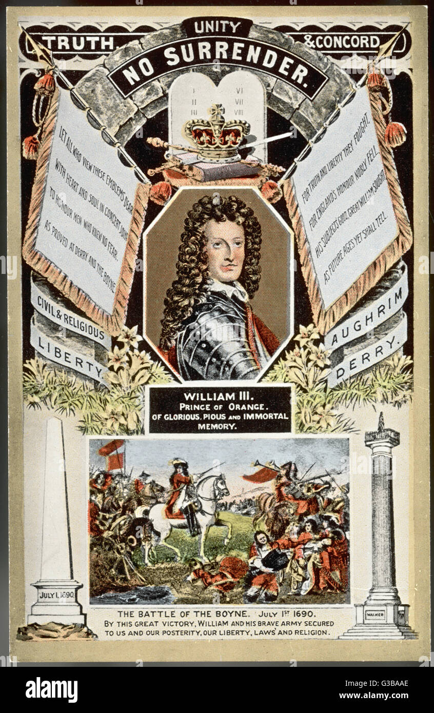 Propaganda against home rule in Ireland, celebrating William of Orange ...