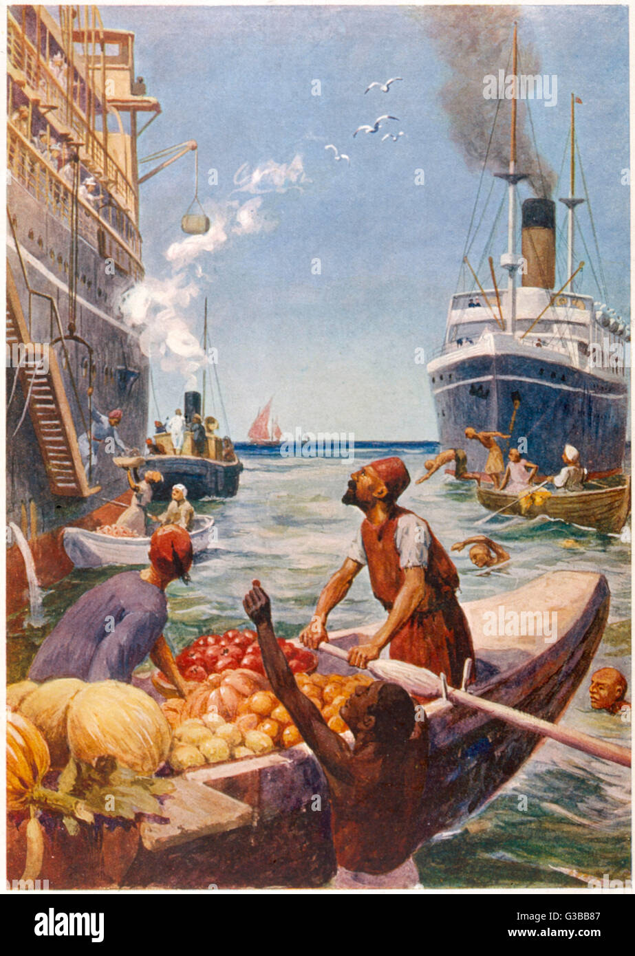 In an eastern port, passengers haggle with traders who come alongside ...