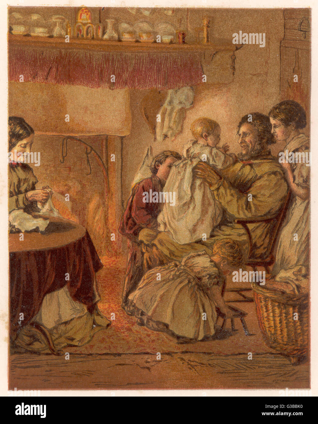 FAMILY BY FIRE 1869 Stock Photo - Alamy