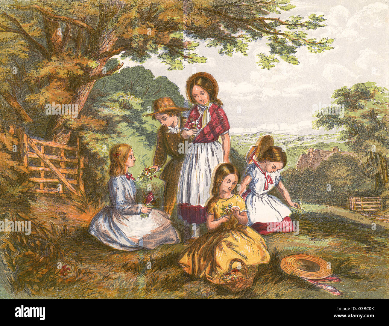 CHILDREN PICK FLOWERS Stock Photo - Alamy