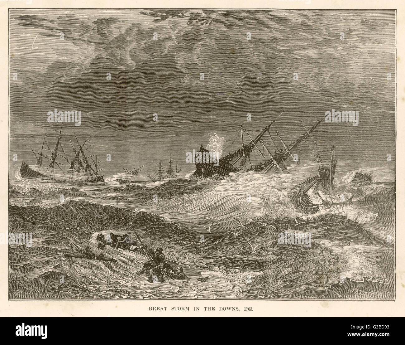 The Great Storm of 1703 which ravaged the south of England and caused ...