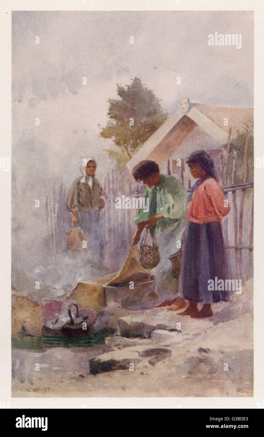 MAORI COOK W/ HOT SPRING Stock Photo - Alamy