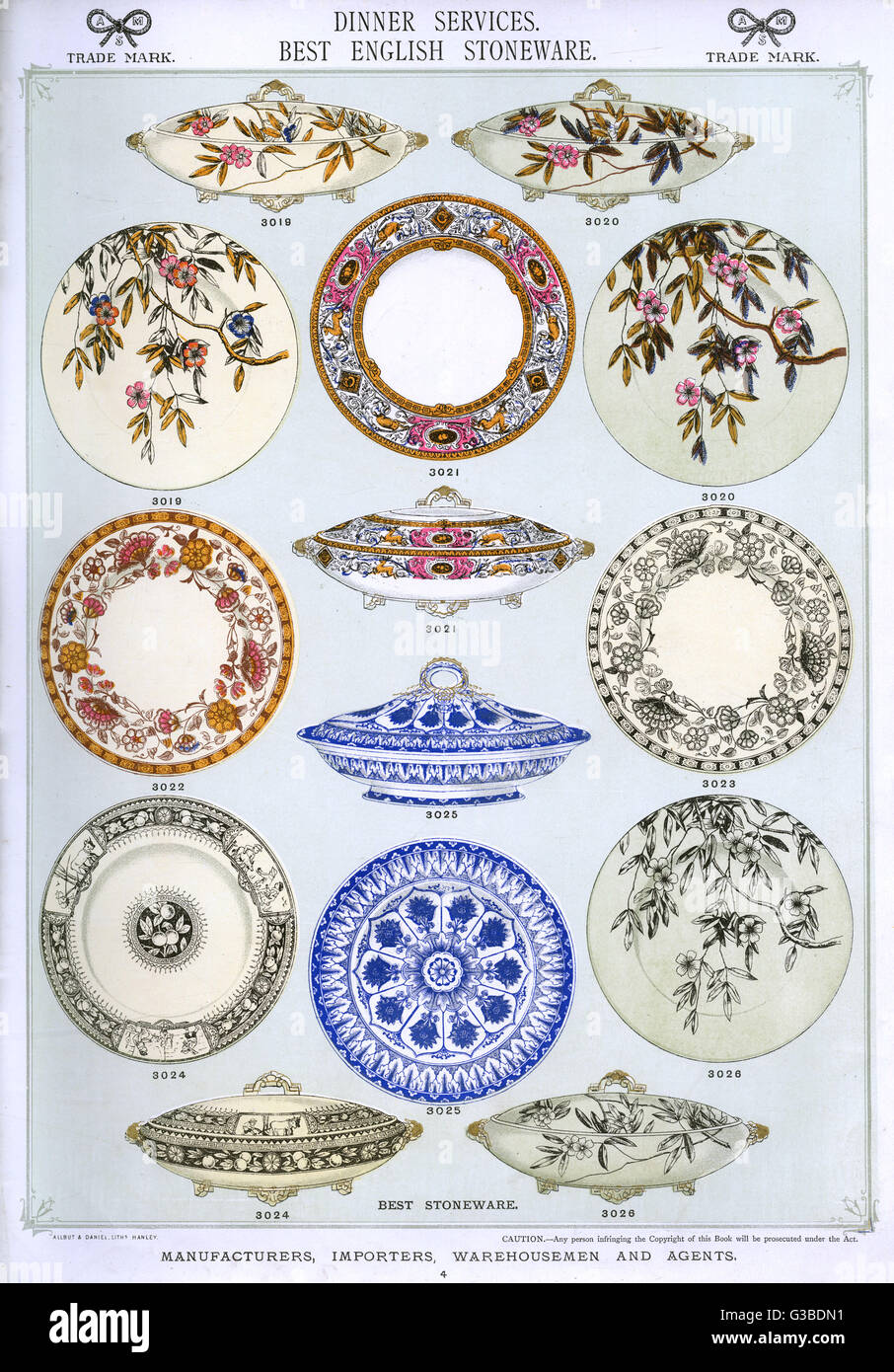 Dinner Services, Best English Stoneware, Plate 4 Stock Photo - Alamy