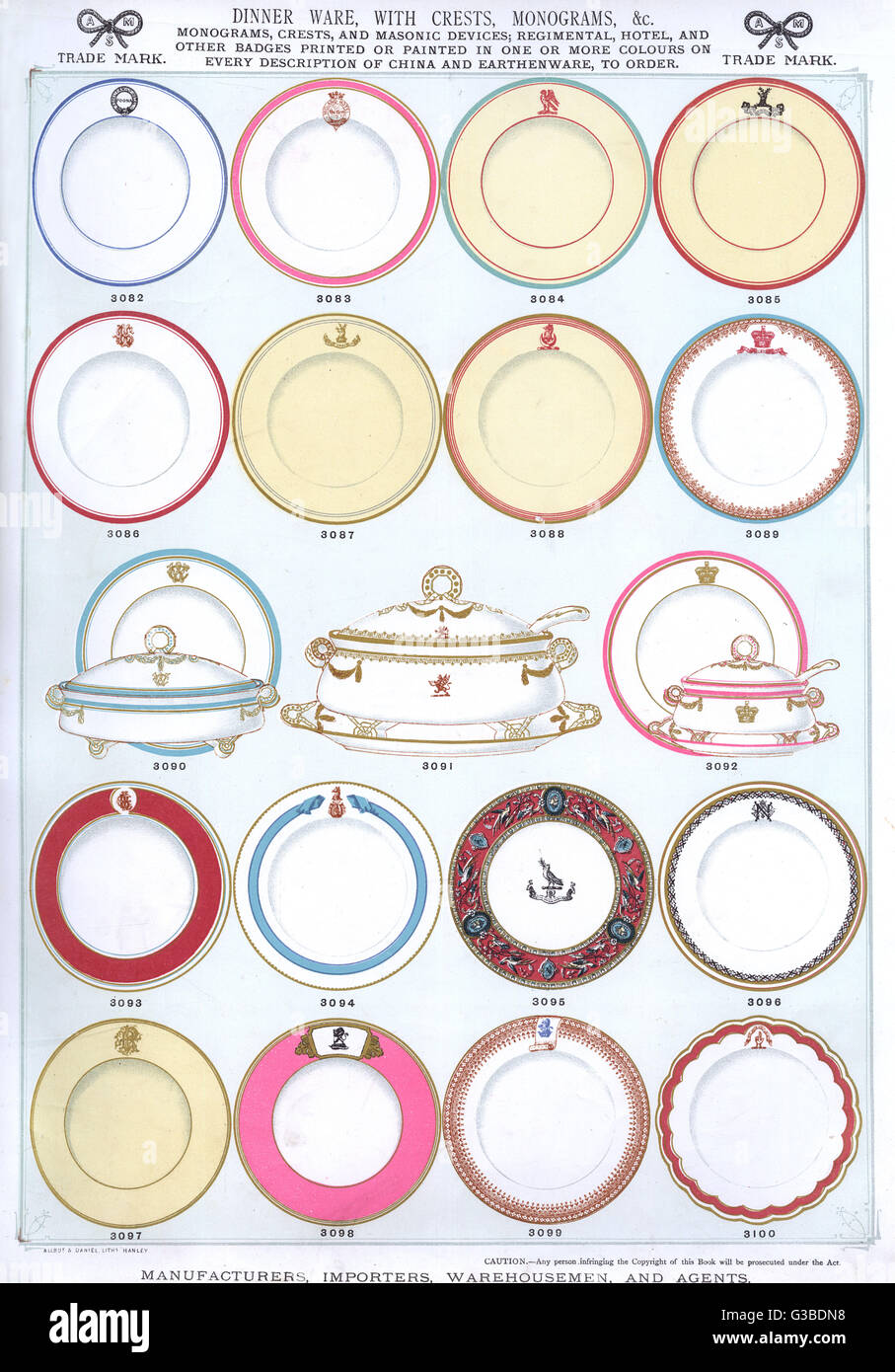 Dinner Ware with Crests, Monograms, Plate 15 Stock Photo - Alamy