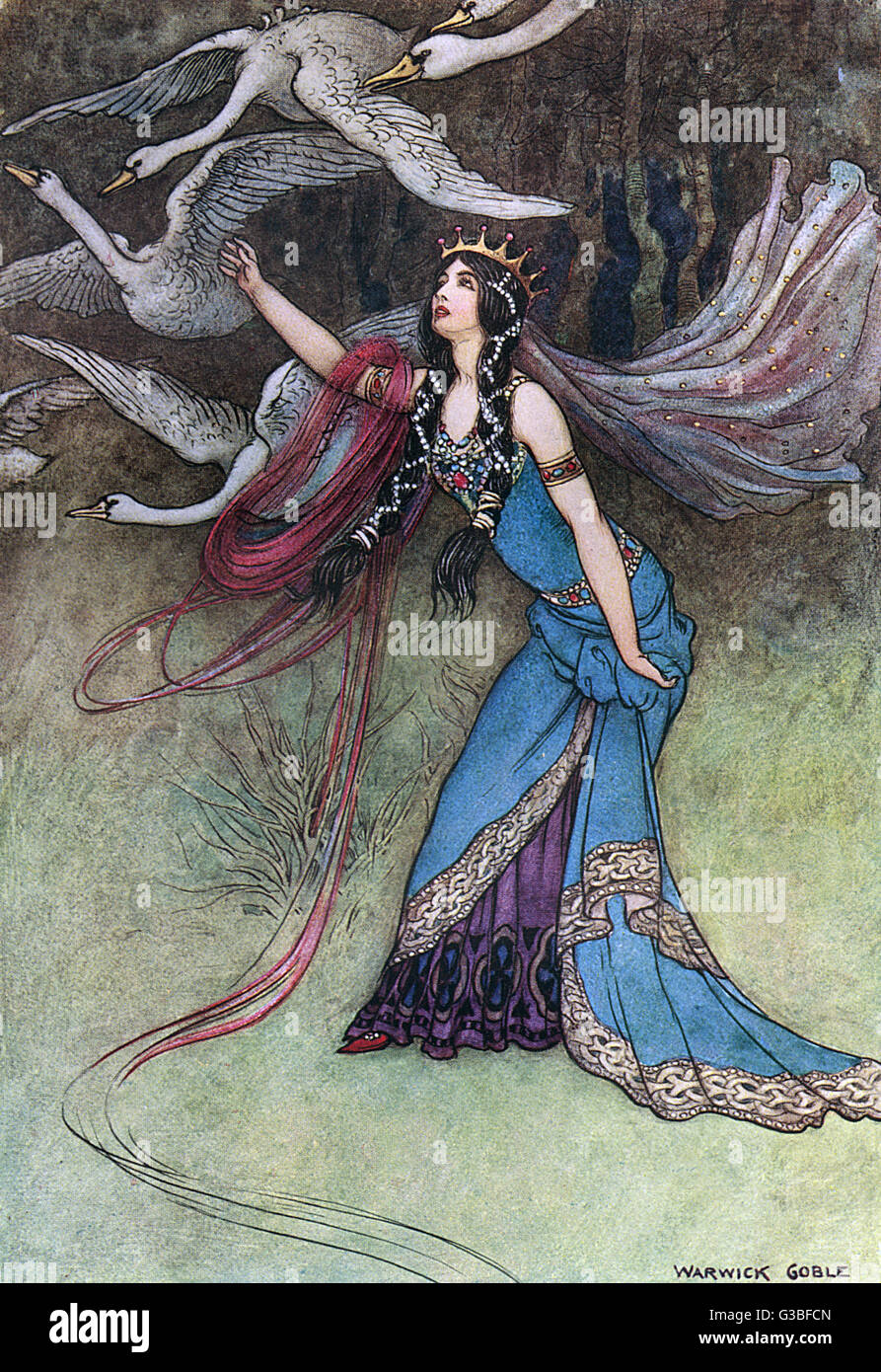 The Six Swans fairy tale Stock Photo - Alamy