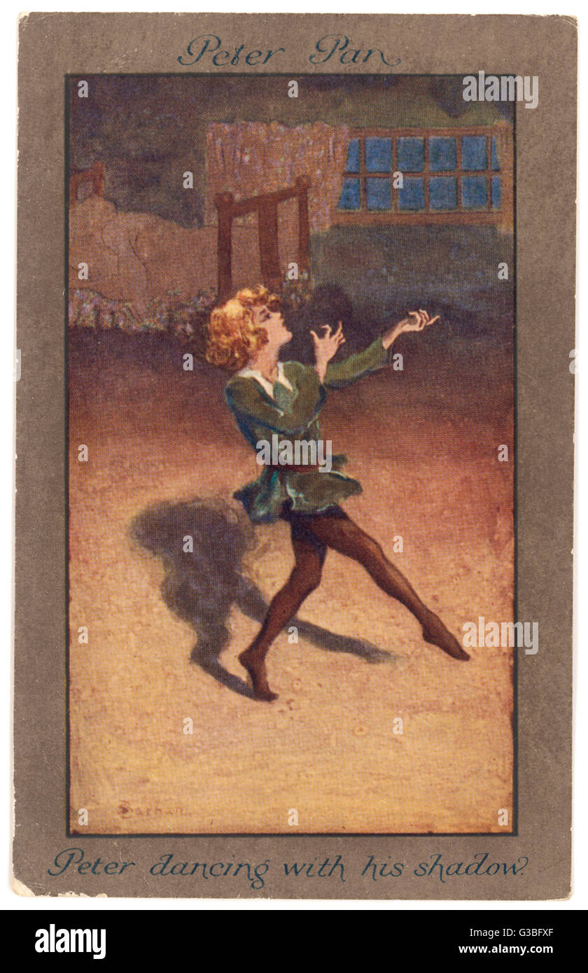 Peter dances with his own shadow. Date: First published: 1904 Stock ...