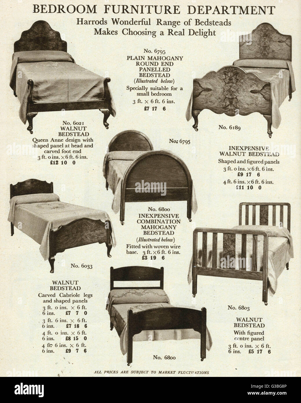 Wooden bedsteads 1929 Stock Photo - Alamy